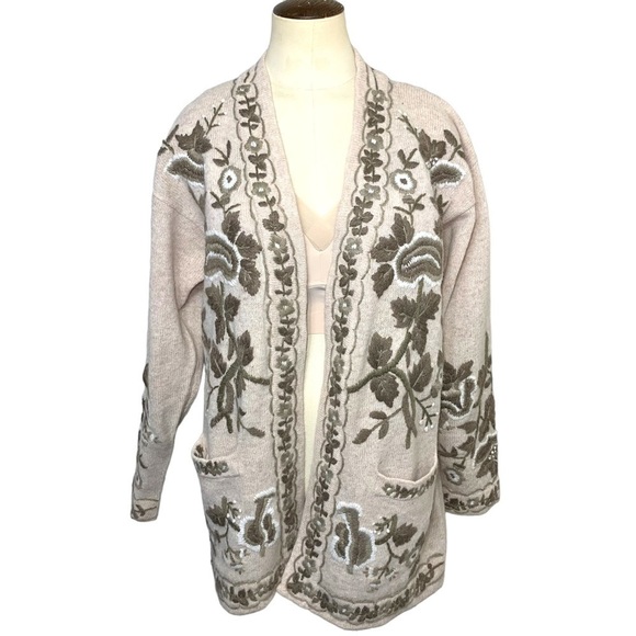 Bali | Sweaters | Bali Lambs Wool Angora Open Knit Cardigan Floral ...